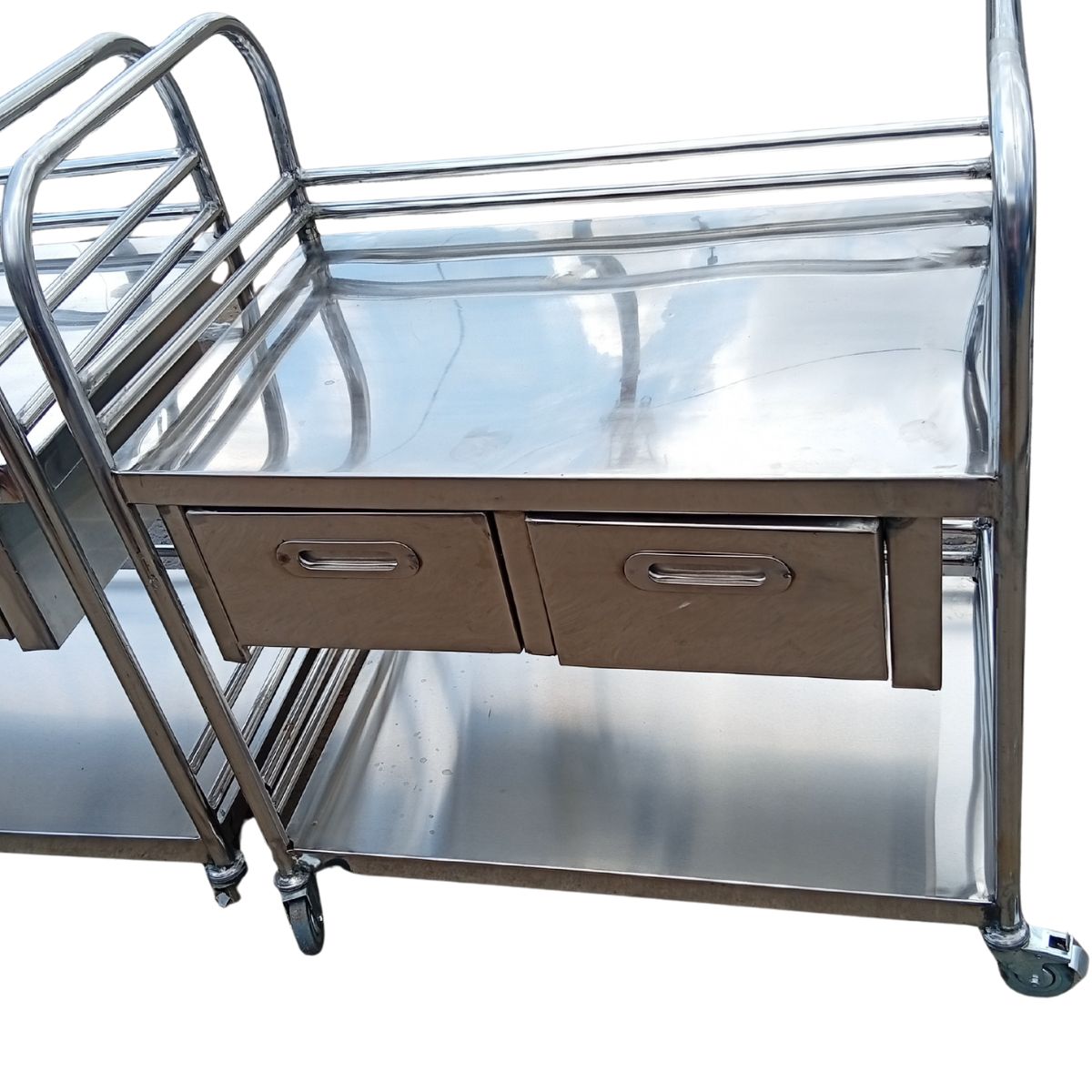 Hospital Medicine Trolley (2-Drawer Stainless Steel) - Shinekitchenware
